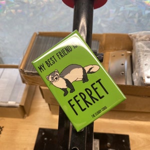 Ferret Magnet, Cartoon Pet Portrait Art Gift, Ferret Kitchen & Office ...