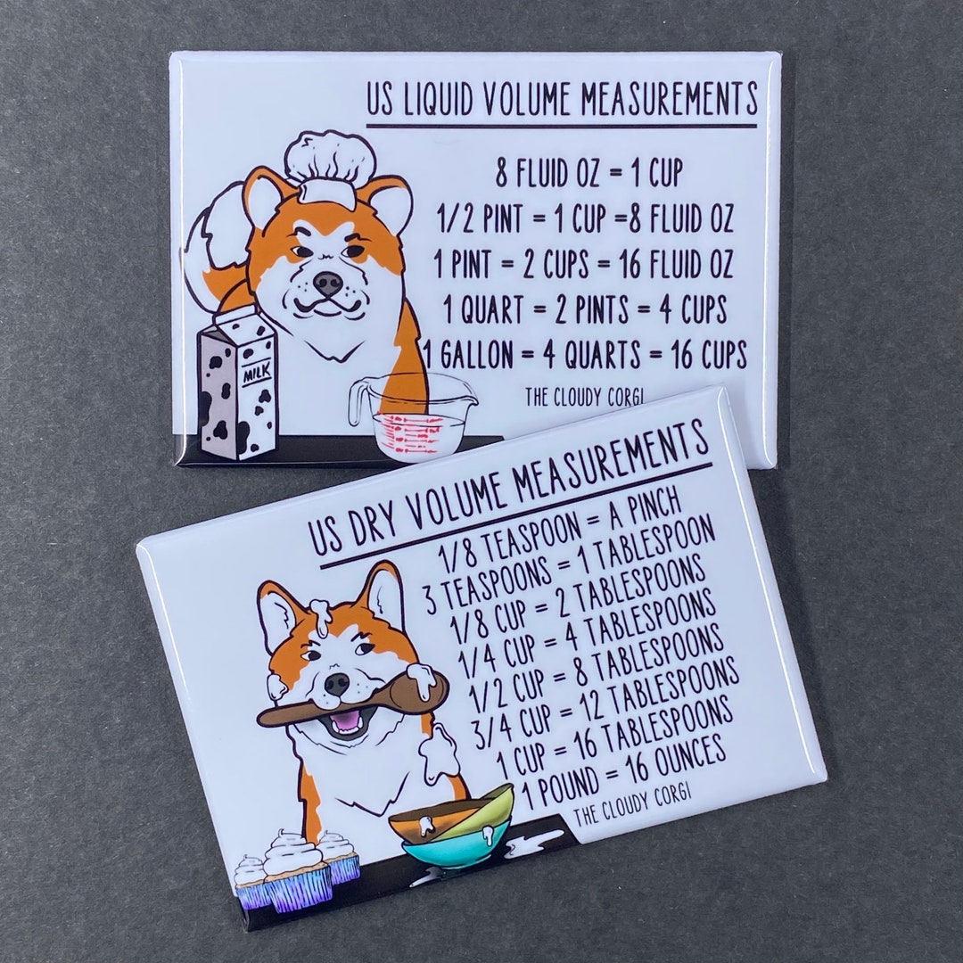 Akita Dog Measuring Chart Magnet Set, Cooking & Baking Conversion Chart ...
