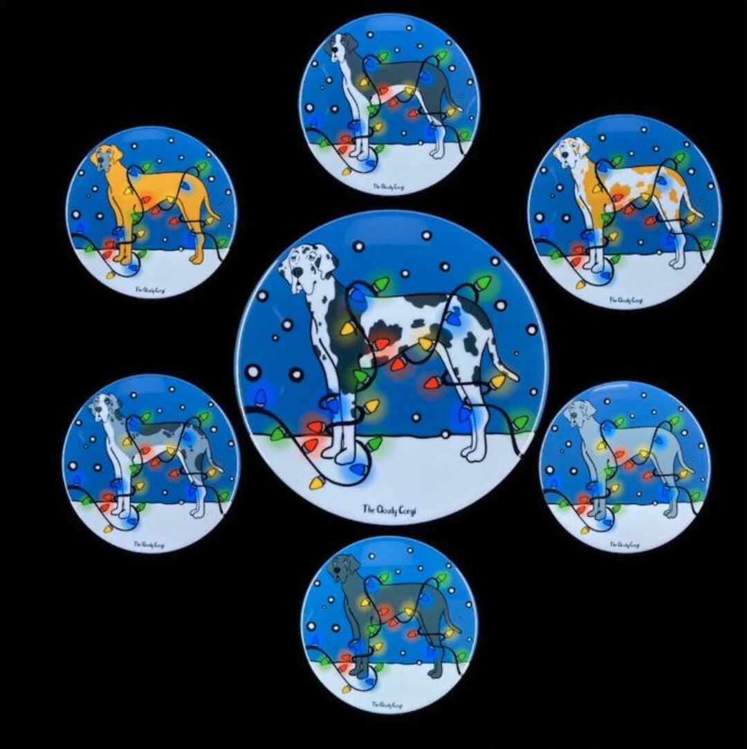 Great Dane Dog Handmade Christmas Light Pet Portrait Art Gift ...