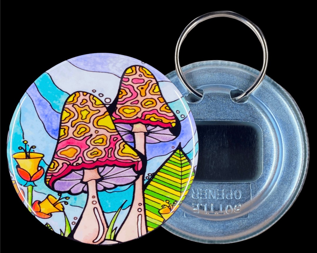 Mushroom Bottle Opener Key Ring, Psychedelic Keychain, Whimsical ...