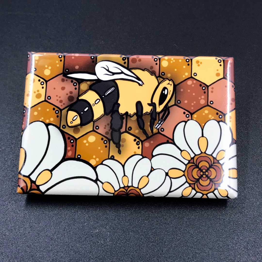 Psychedelic Bee Magnet, Wildflower Insect Cartoon Art Gifts ...