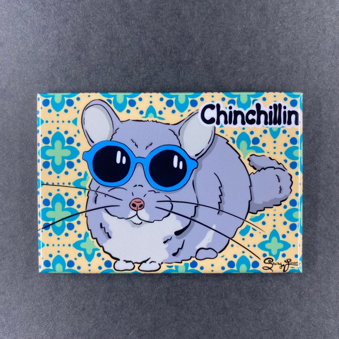 Chinchilla Magnet | Retro Psychedelic Pet Portrait | Chinchillin ...