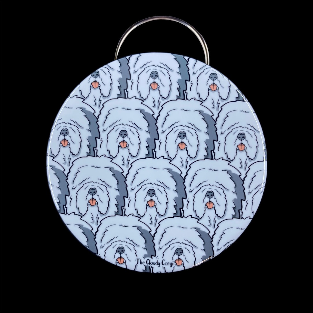Old English Sheepdog Bottle Opener Key Ring, Retro Dog Pattern Keychain ...