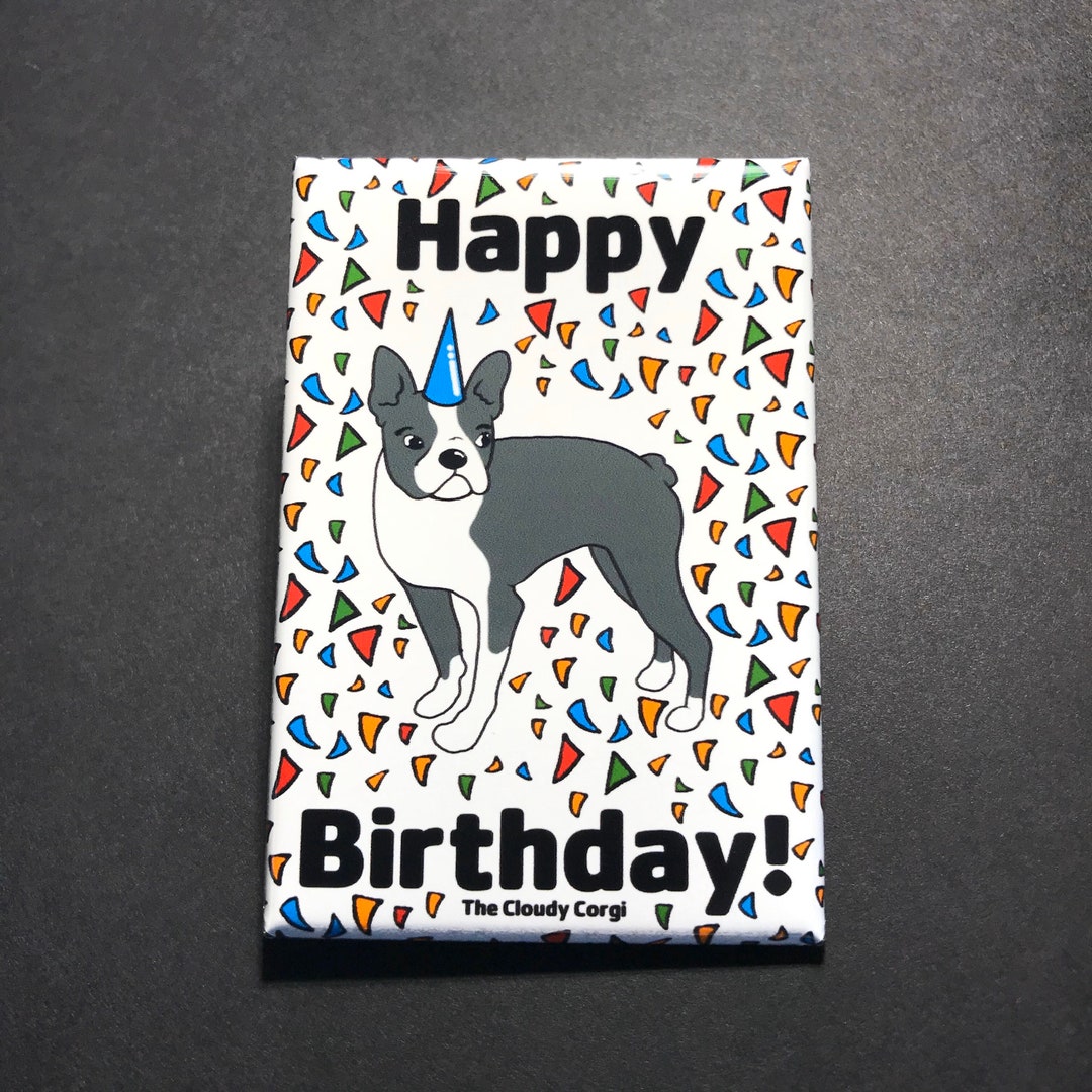 Boston Terrier Magnet, Dog Portrait Birthday Gift, Party & Celebration ...