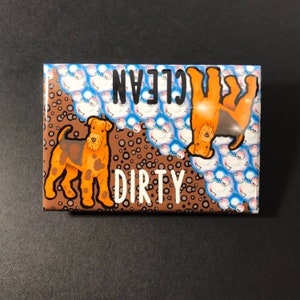 Airedale Terrier Dishwasher Magnet, Clean Dirty Dog Magnetic Sign ...