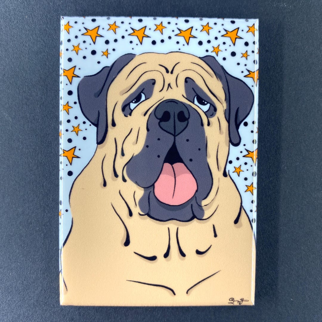 English Mastiff Star Pattern Magnet, Mastiff Dog Gift, Pet Portrait Art ...