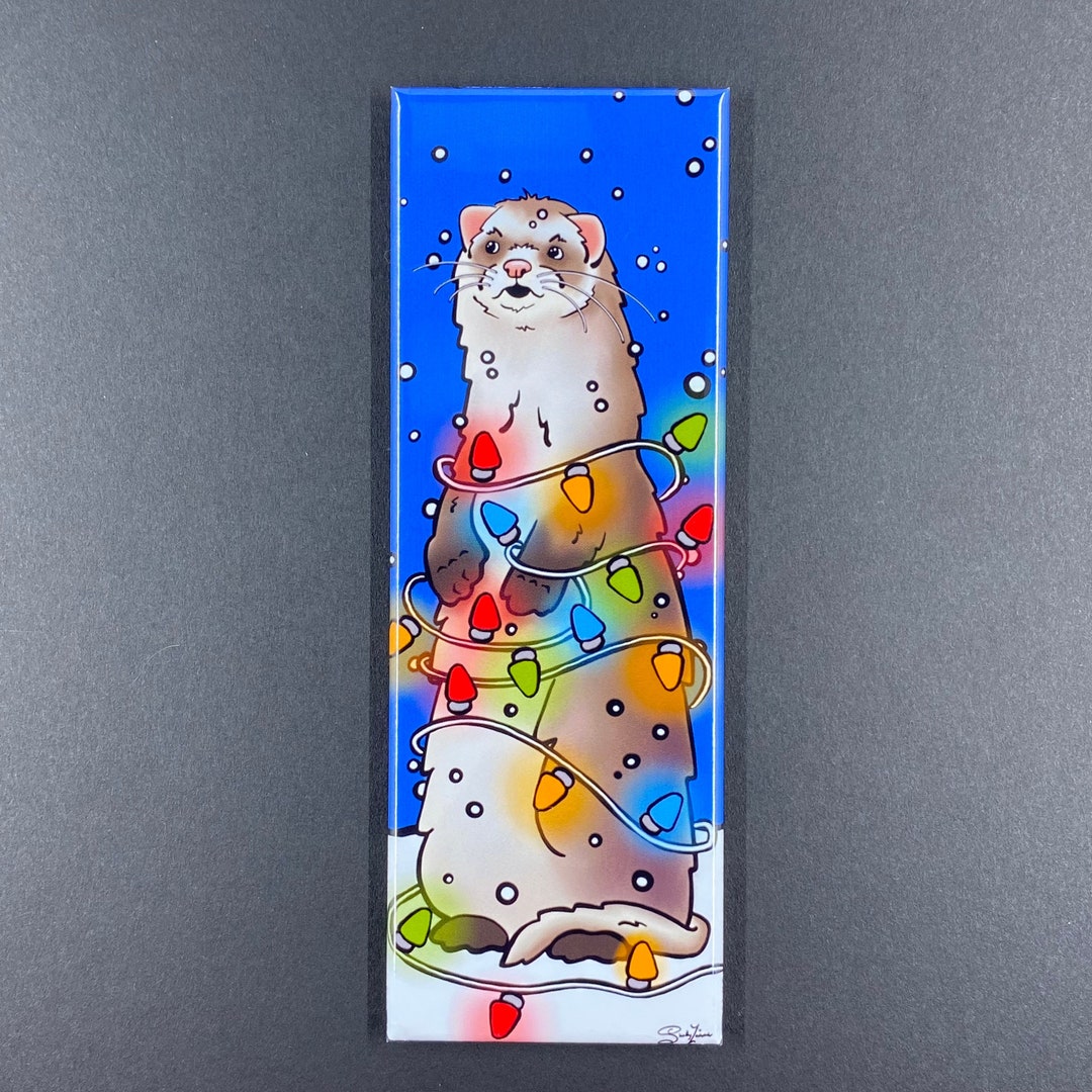 Ferret Christmas Lights Magnet, Winter Ferret Decor, Holiday Pet ...