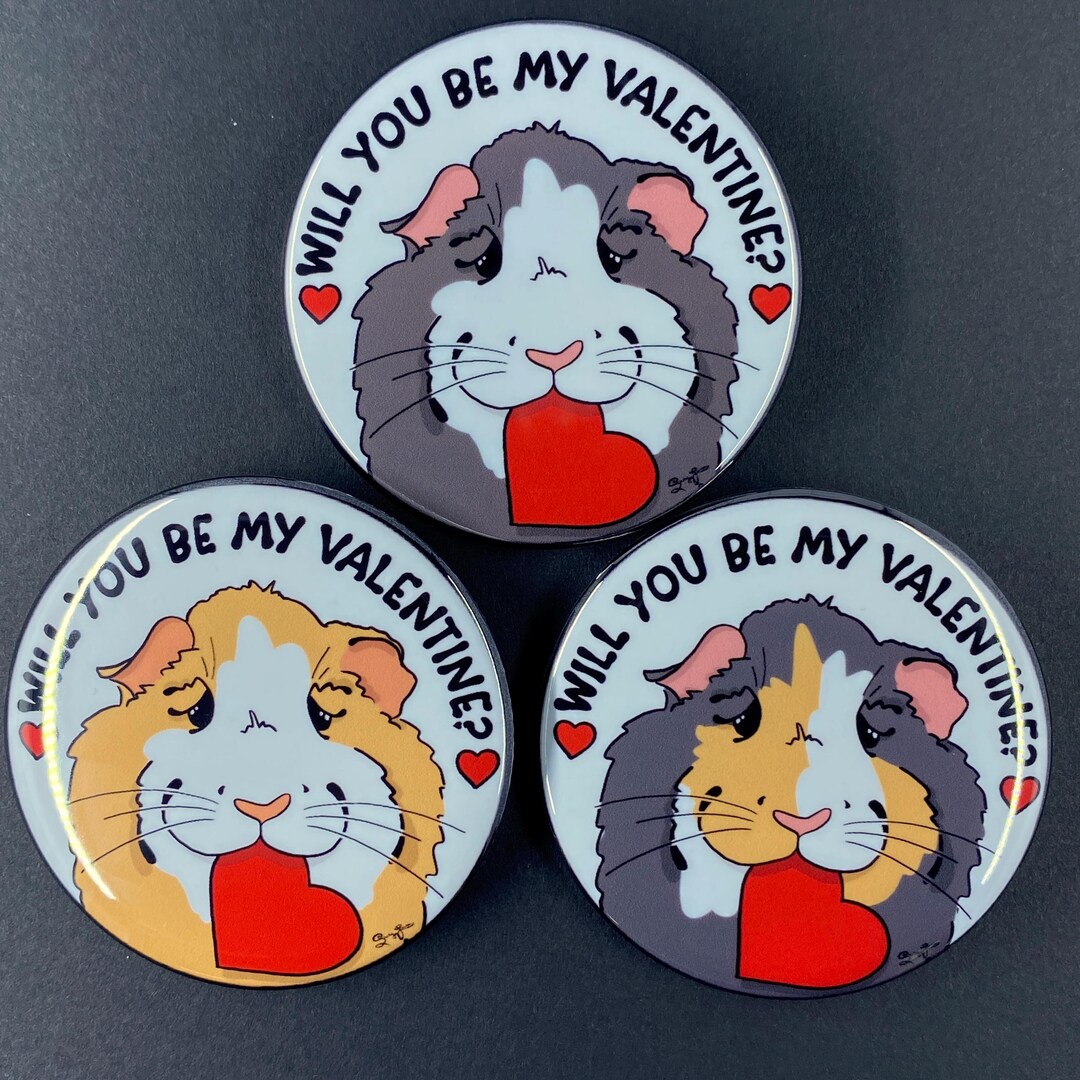Guinea Pig Valentines Day Art Gift & Accessories - Handmade Magnet ...
