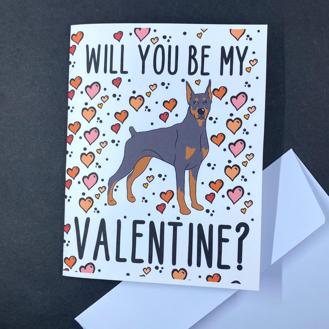 Doberman Valentine's Day Card – Puppy Love Holiday Card - Etsy