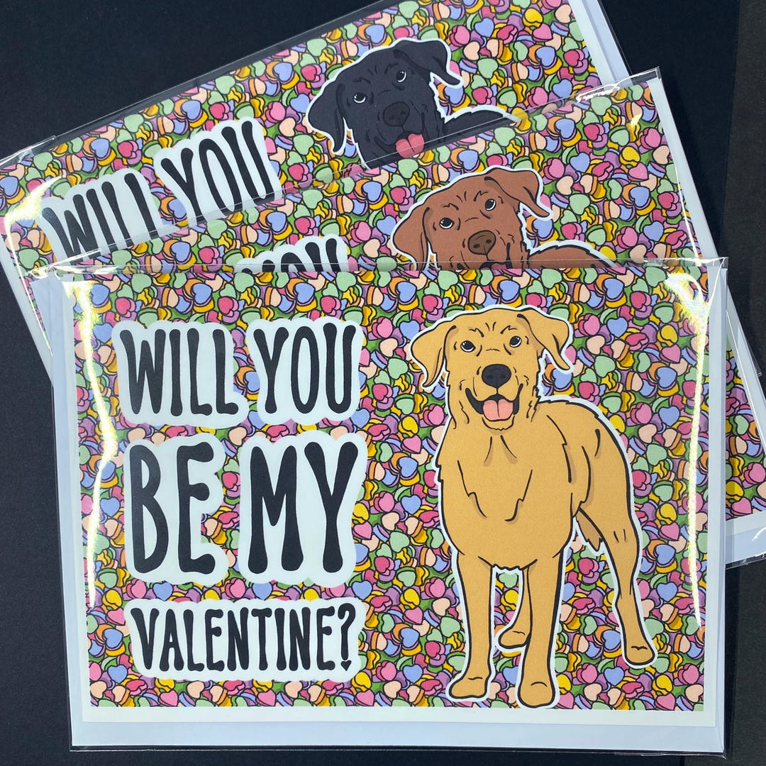 Labrador Retriever Valentine’s Day Card – Candy Heart Dog Lover Card ...