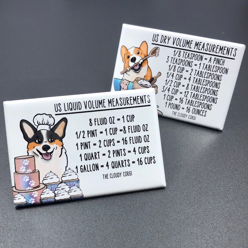 Welsh Corgi Dog Kitchen Measuring Chart Magnet Set Baking and - Etsy