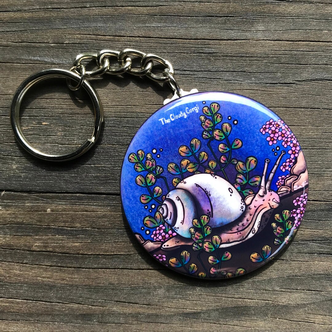 Snail Keychain, Psychedelic Art Accessories, Whimsical Forest Key Ring ...