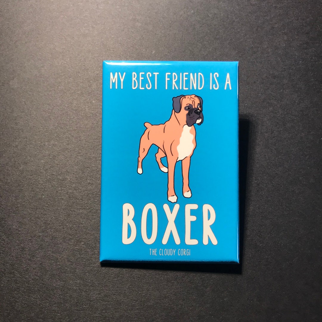 Handmade Boxer Dog Magnet, Cartoon Portrait, Retro Decor (2x3") - Etsy