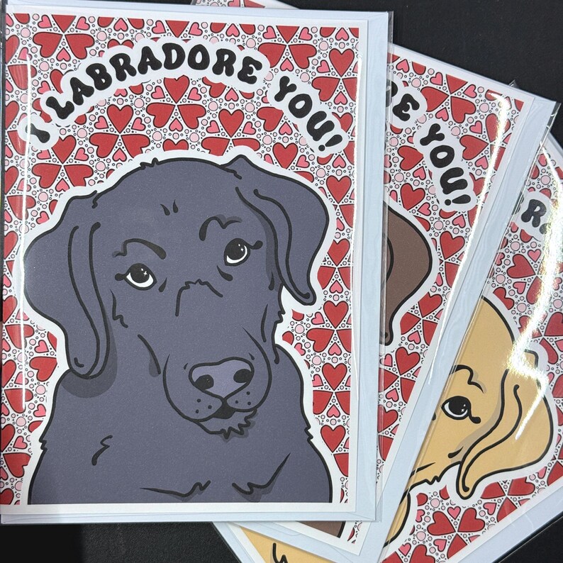 Labrador Retriever Valentine’s Day Card – I Labradore You, Holiday Dog ...