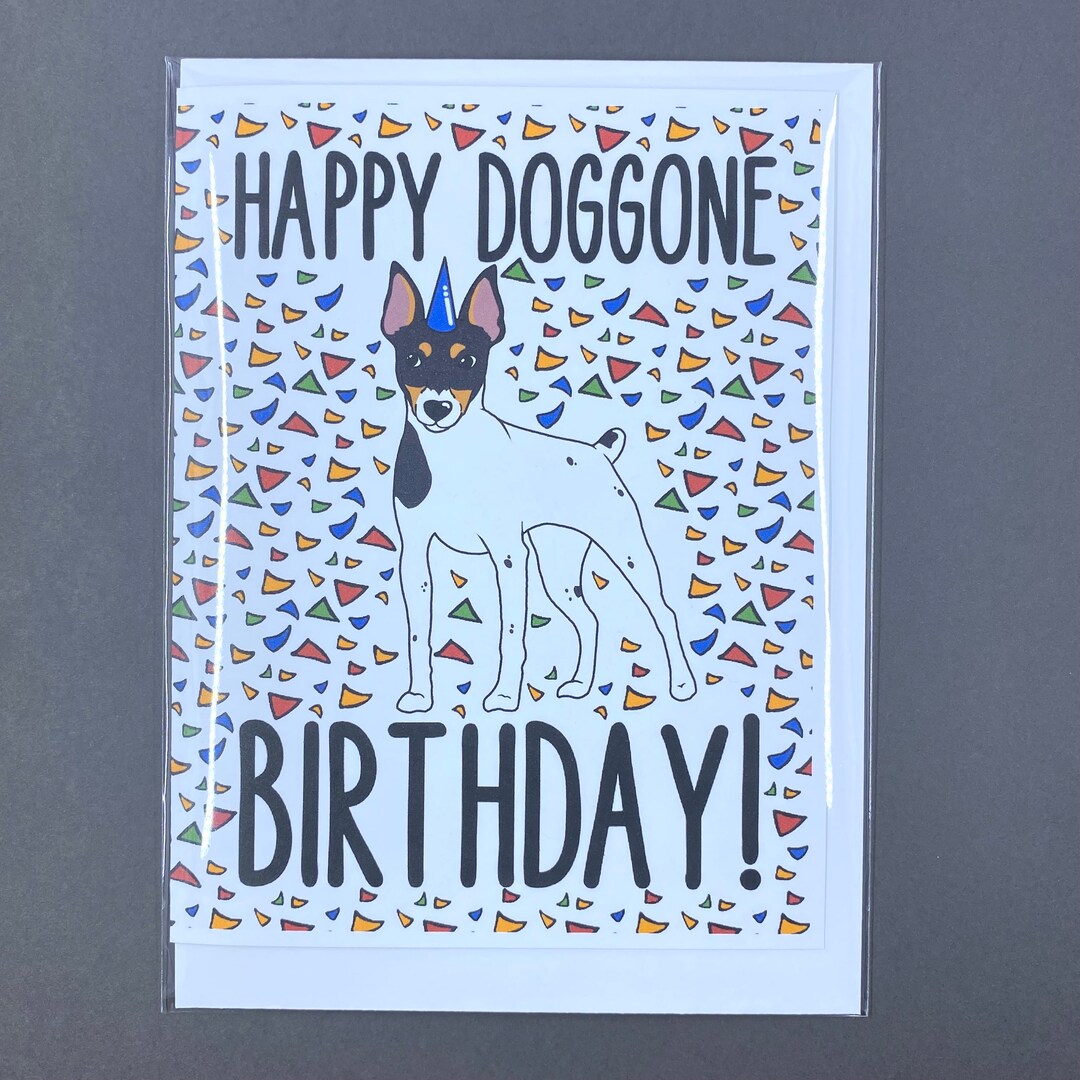 Toy Fox Terrier Birthday Card, Funny Dog Birthday, Handmade - Etsy