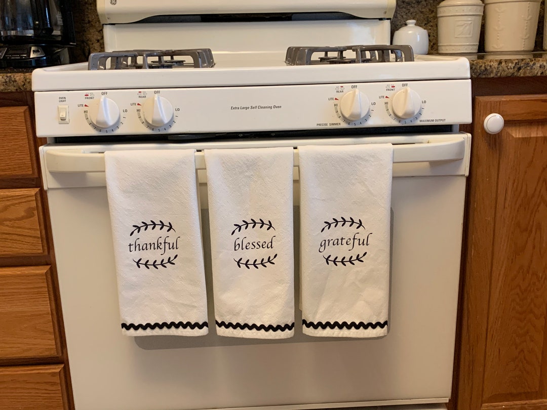 Decorative Kitchen Towel Set Blessed Thankful Grateful - Etsy