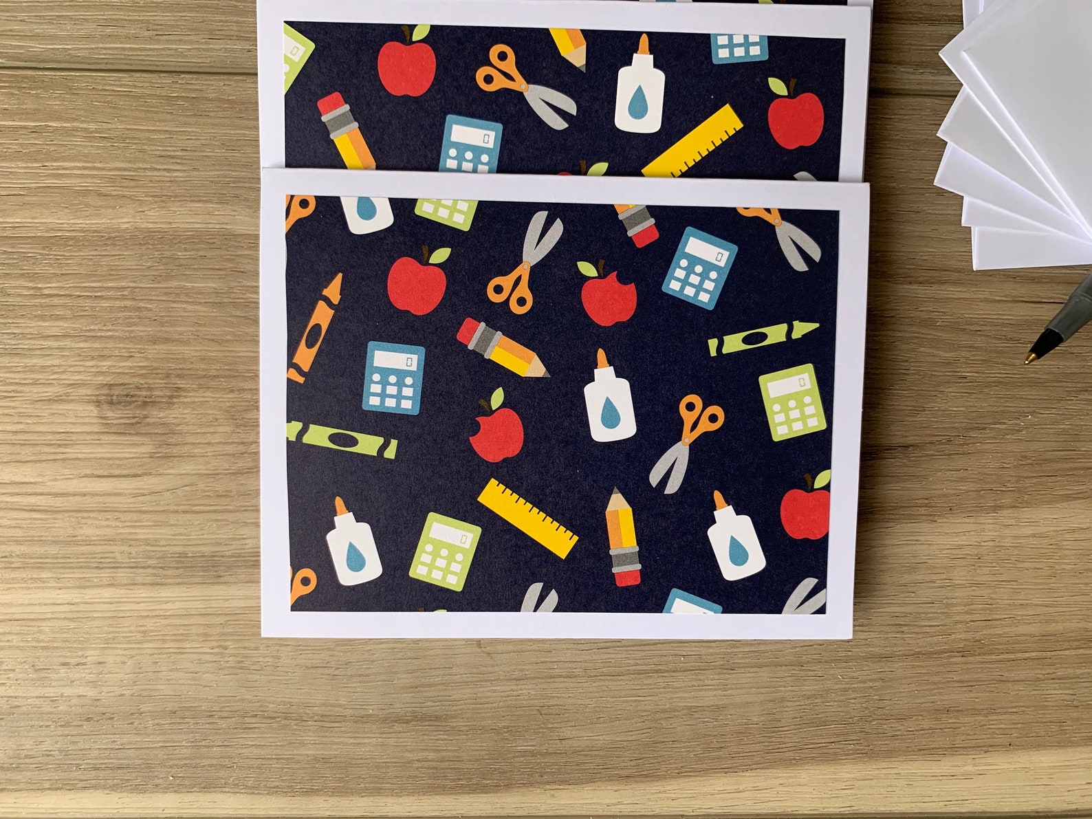School Supplies Notecards Set of 6 Blank Notecards With - Etsy