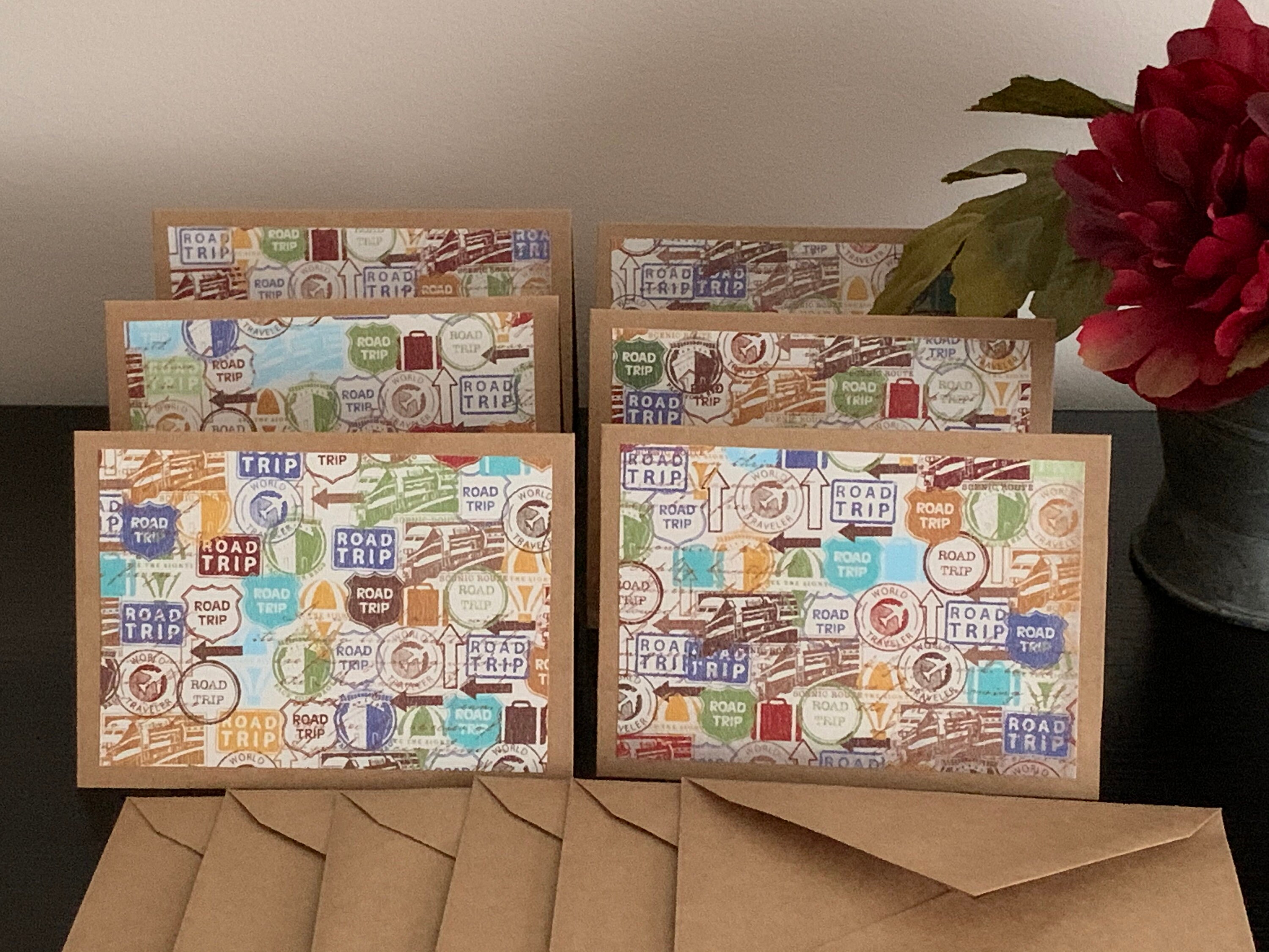Road Trip Notecard Set of 6 Kraft Notecards With Matching Envelopes - Etsy
