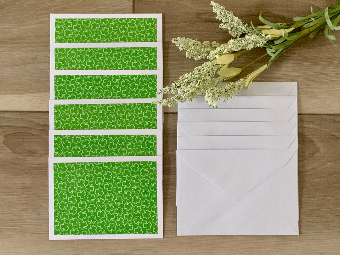 Shamrock Notecards, Set of 6 Blank Notecards With Envelopes, Handmade ...