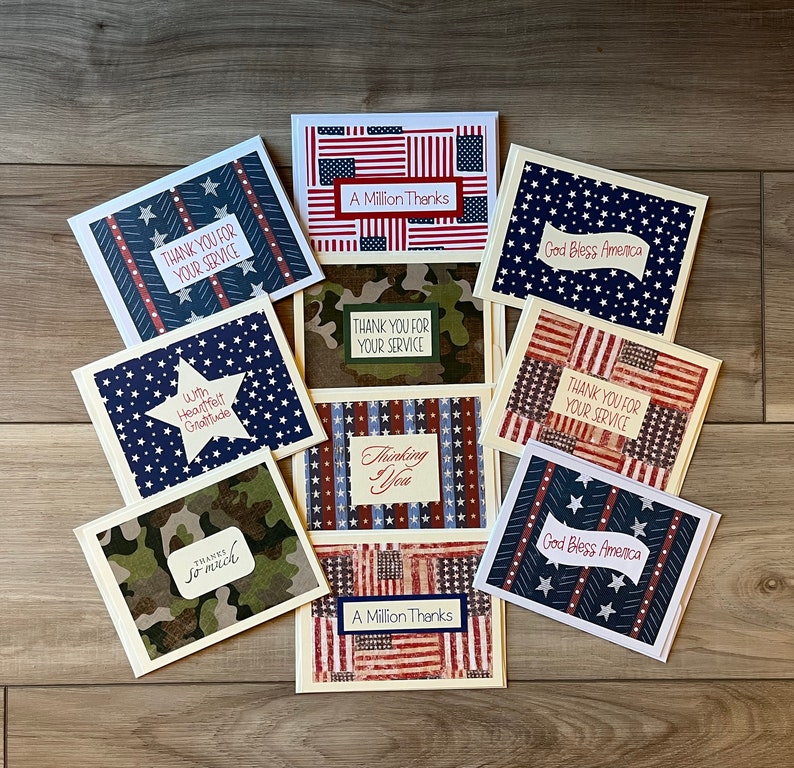 Thank a Veteran Card Assortment, 10 Handmade Cards - Etsy