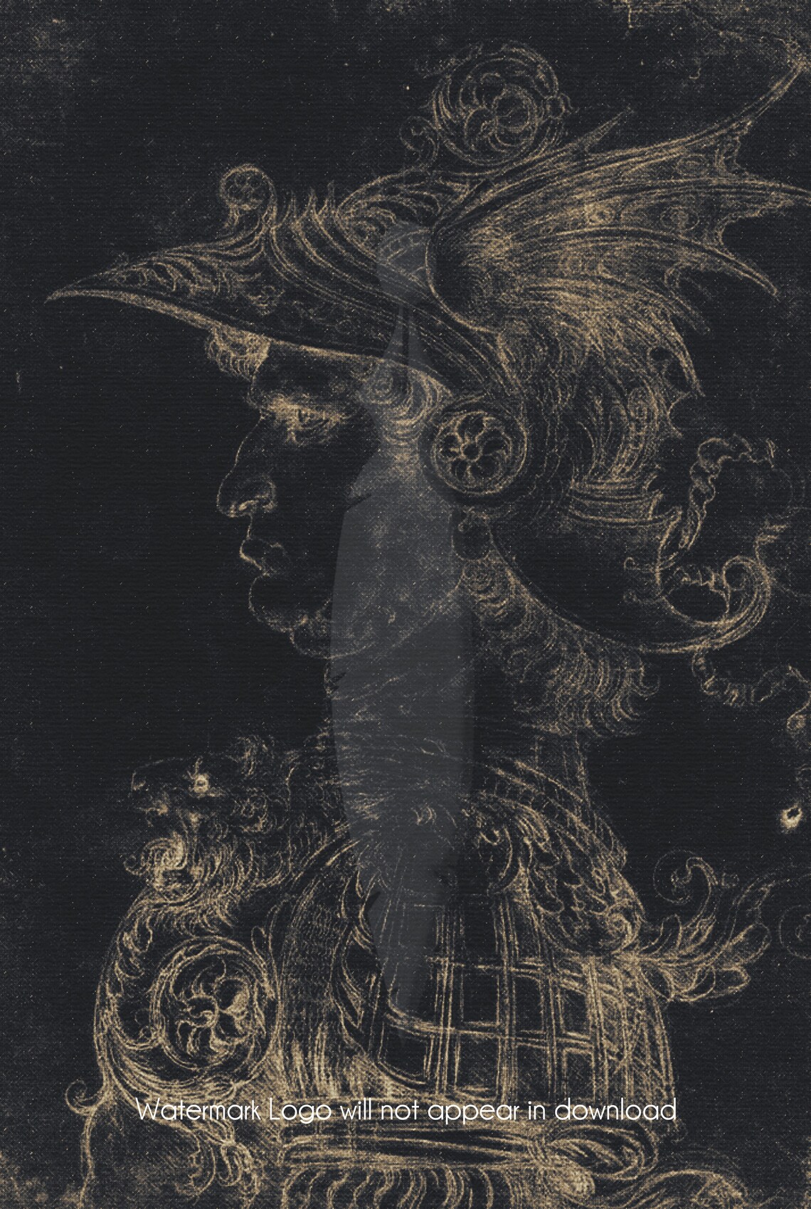 REIMAGINED Profile of a Warrior in Helmet by Leonardo Da - Etsy
