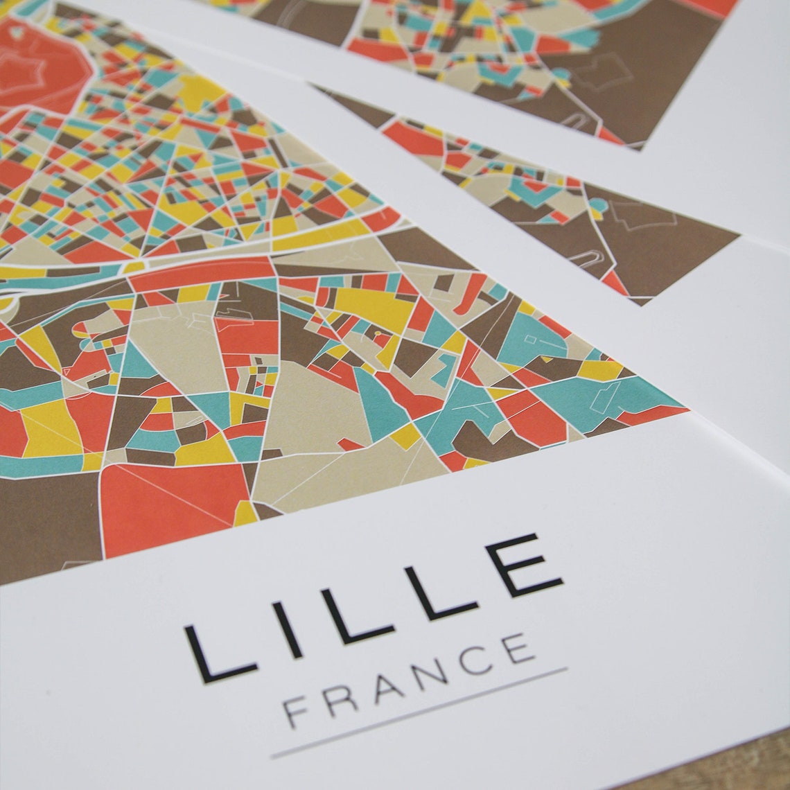 Affiche Lille couleurs Map 30X40cm | Etsy