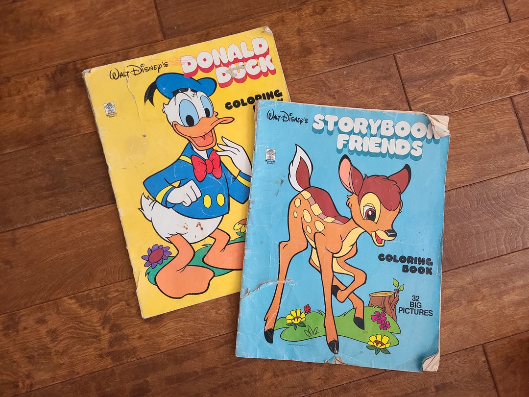 Vintage Jumbo 1980s Disney Coloring Books / Kids Art Book, Donald Duck ...