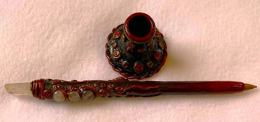 Clear Quartz Clay Pen With Holder/handmade/witchy/spells/writing Tool ...
