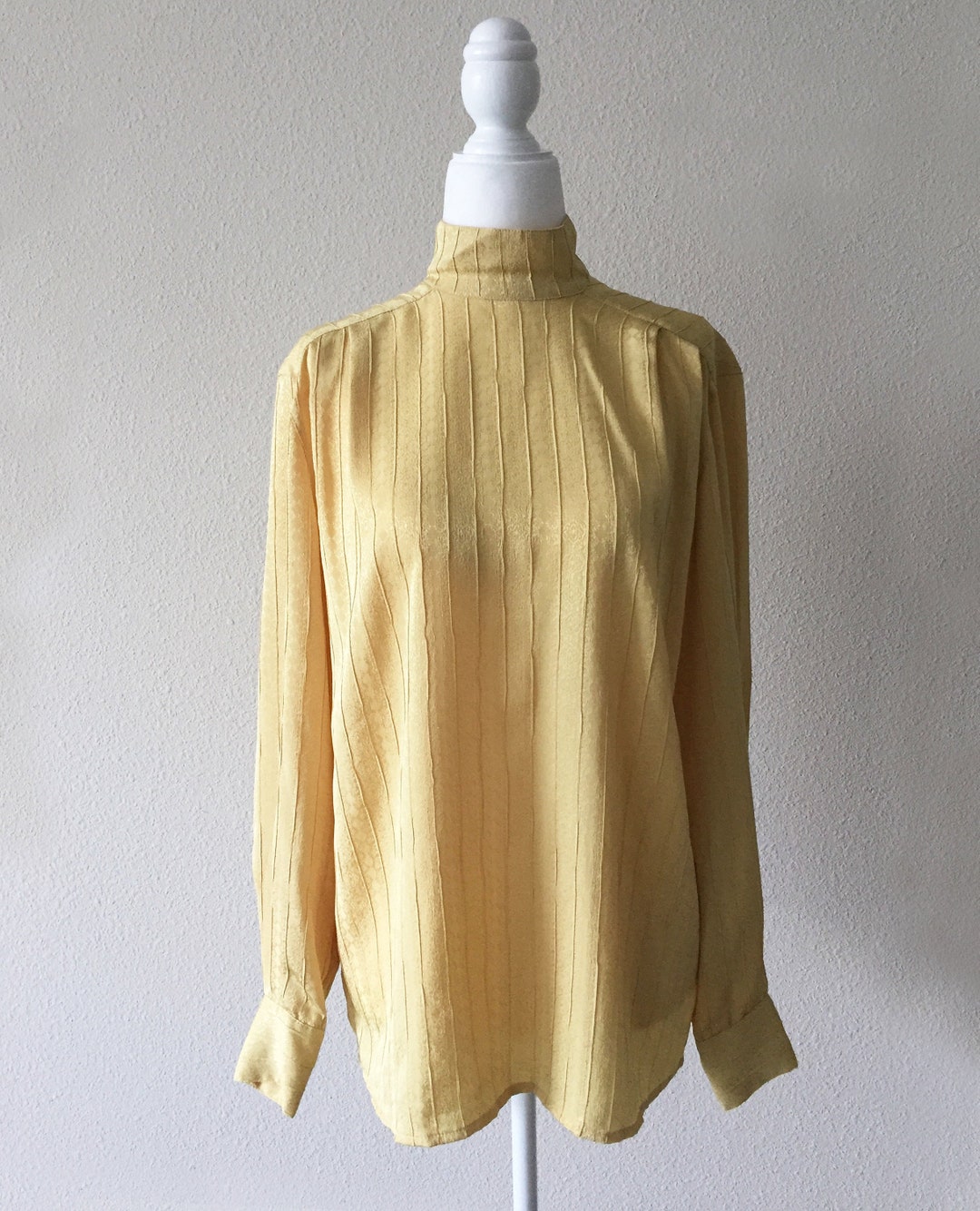 Vintage 70s Golden Yellow Top | Long Sleeve Mock Neck | Size S/M - Etsy