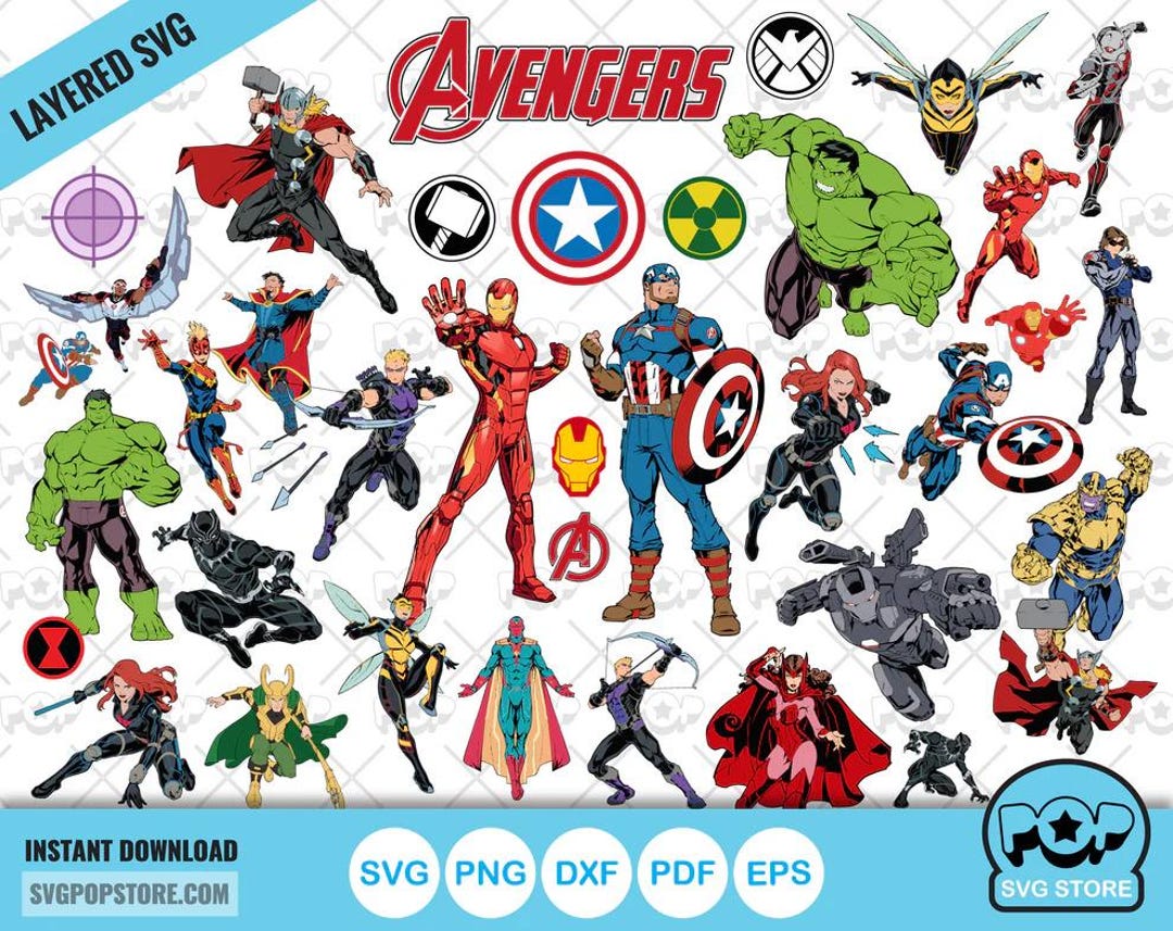 Marvel Avengers Clipart Bundle, Avengers Svg Cut Files for Cricut ...