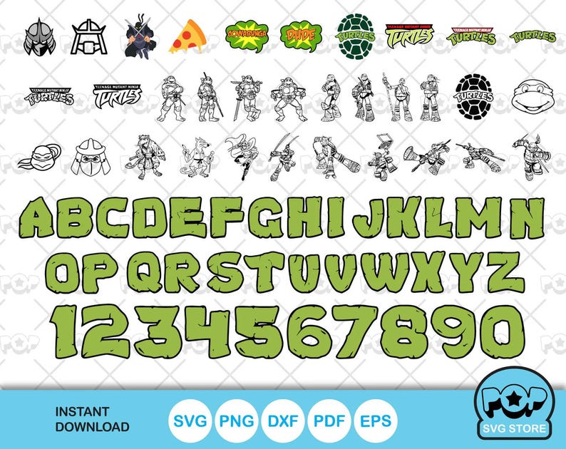 Ninja Turtles Clipart + Alphabet, Teenage Mutant Ninja Turtles SVG ...