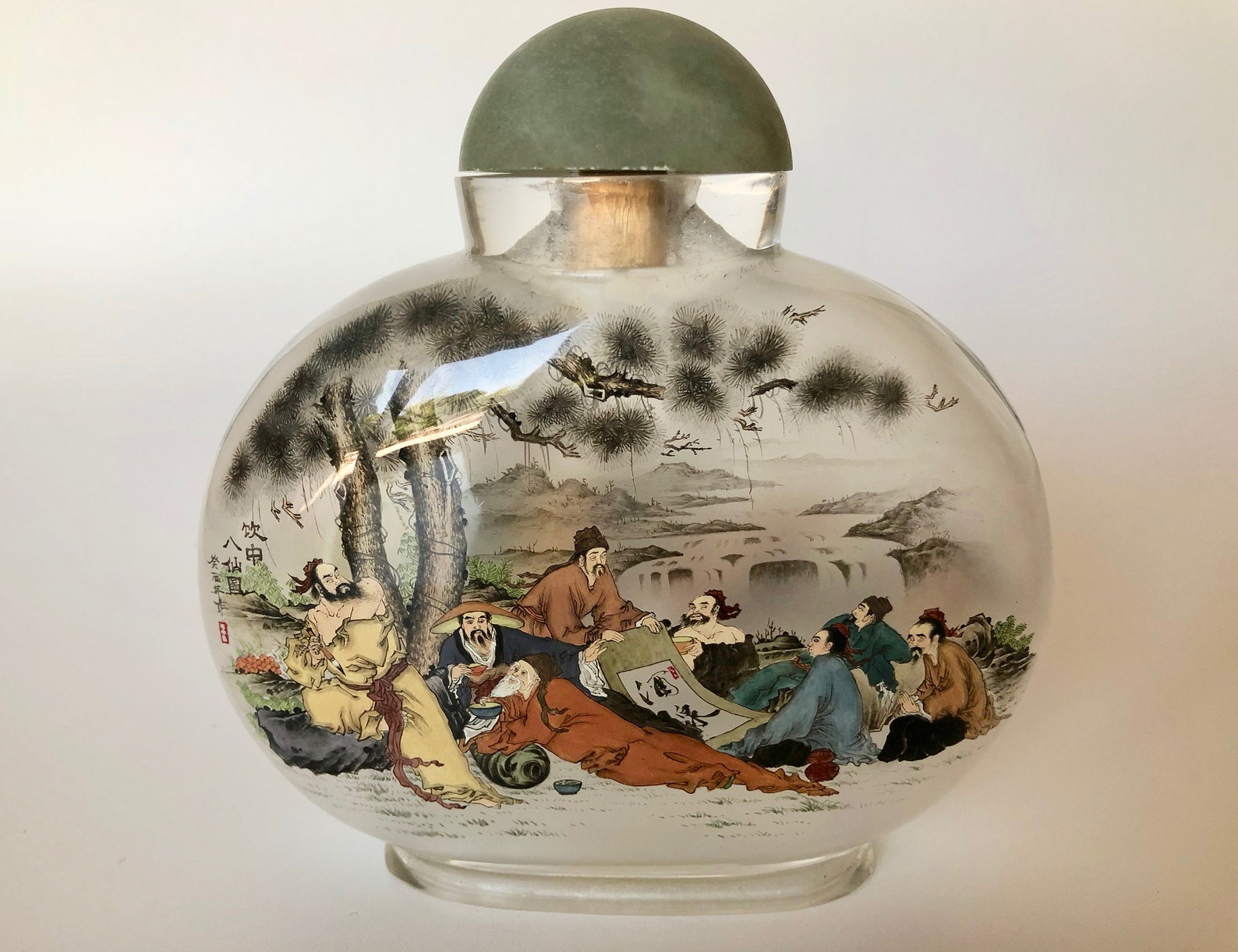 Large Vintage Hand Painted Chinese Glass Snuff Bottle - Etsy