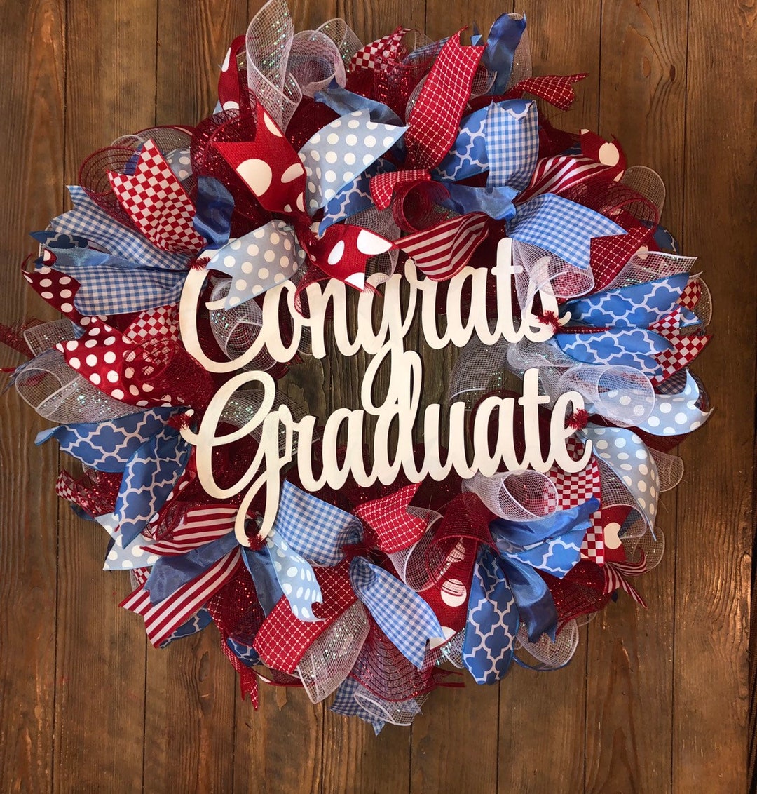 Congrats Graduate Front Door Wreath, College or High School Graduation ...