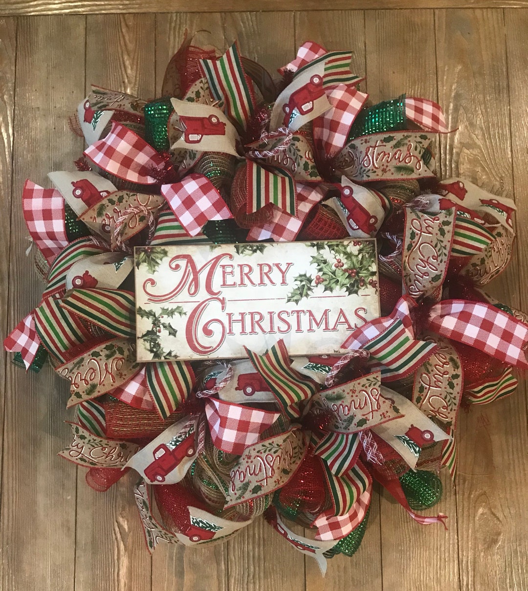 Merry Christmas Wreath, Christmas Wreath, Christmas Ribbon Wreath ...