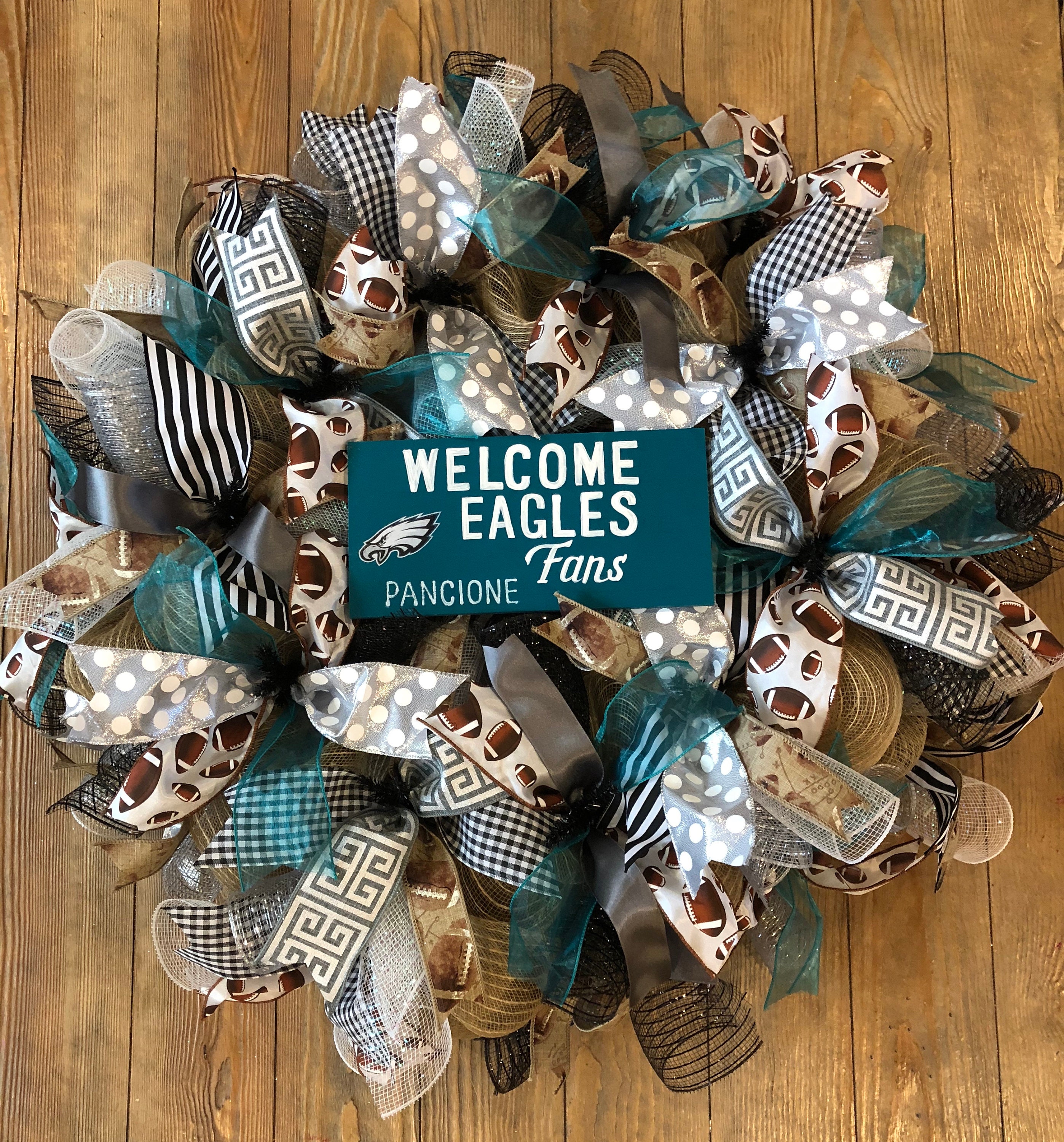 Welcome Eagles Fans Wreath Philadelphia Eagles Wreath Front - Etsy