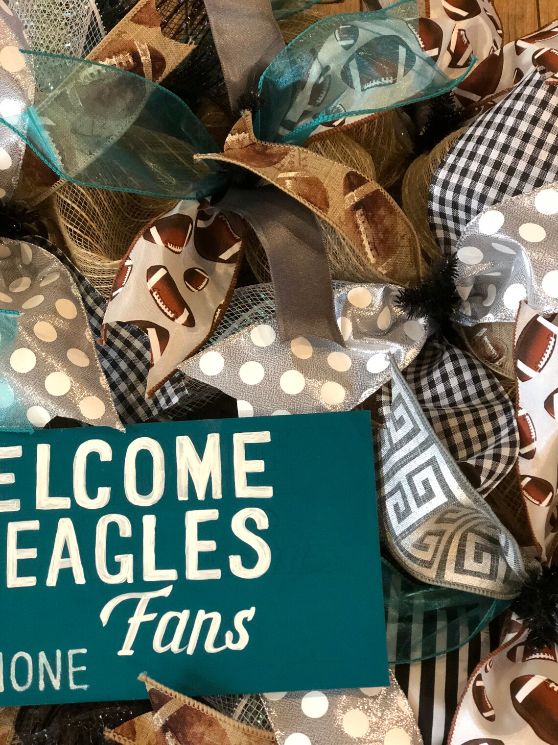 Welcome Eagles Fans Wreath Philadelphia Eagles Wreath Front - Etsy