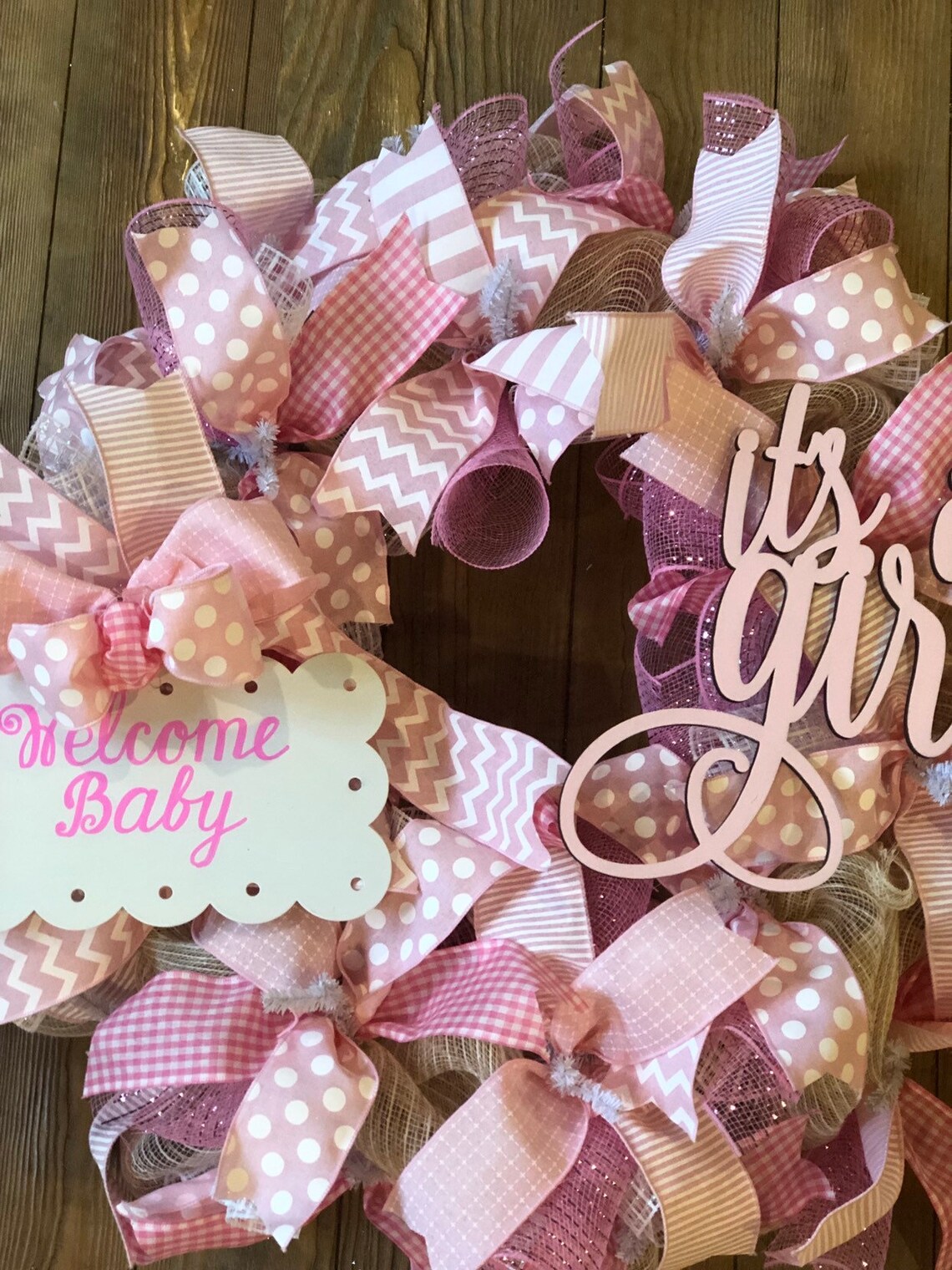 Custom “its a Girl” Wreath, Baby Girl Wreath, Front Door Wreath, Baby ...