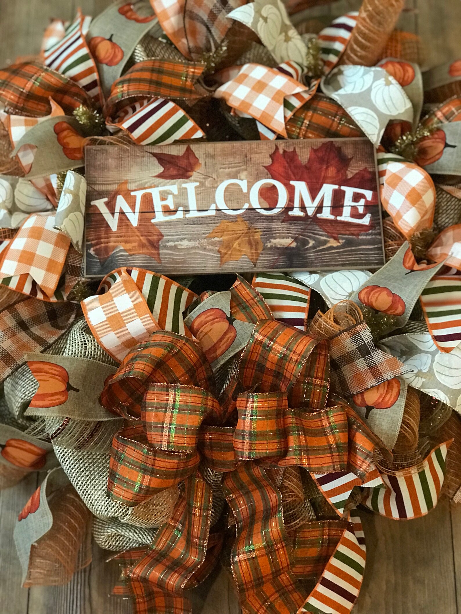 Welcome Wreath Welcome With Leaves Fall Wreath Bow Wreath | Etsy