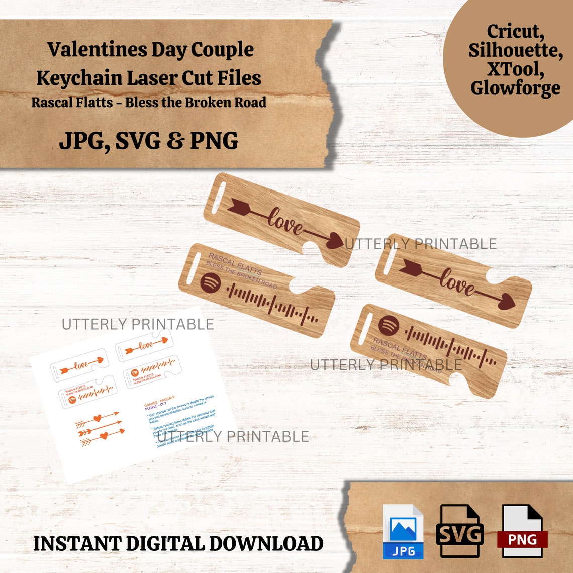 Valentines Couple Keychains - SVG Laser Cut Files - Jpg Png Pdf ...