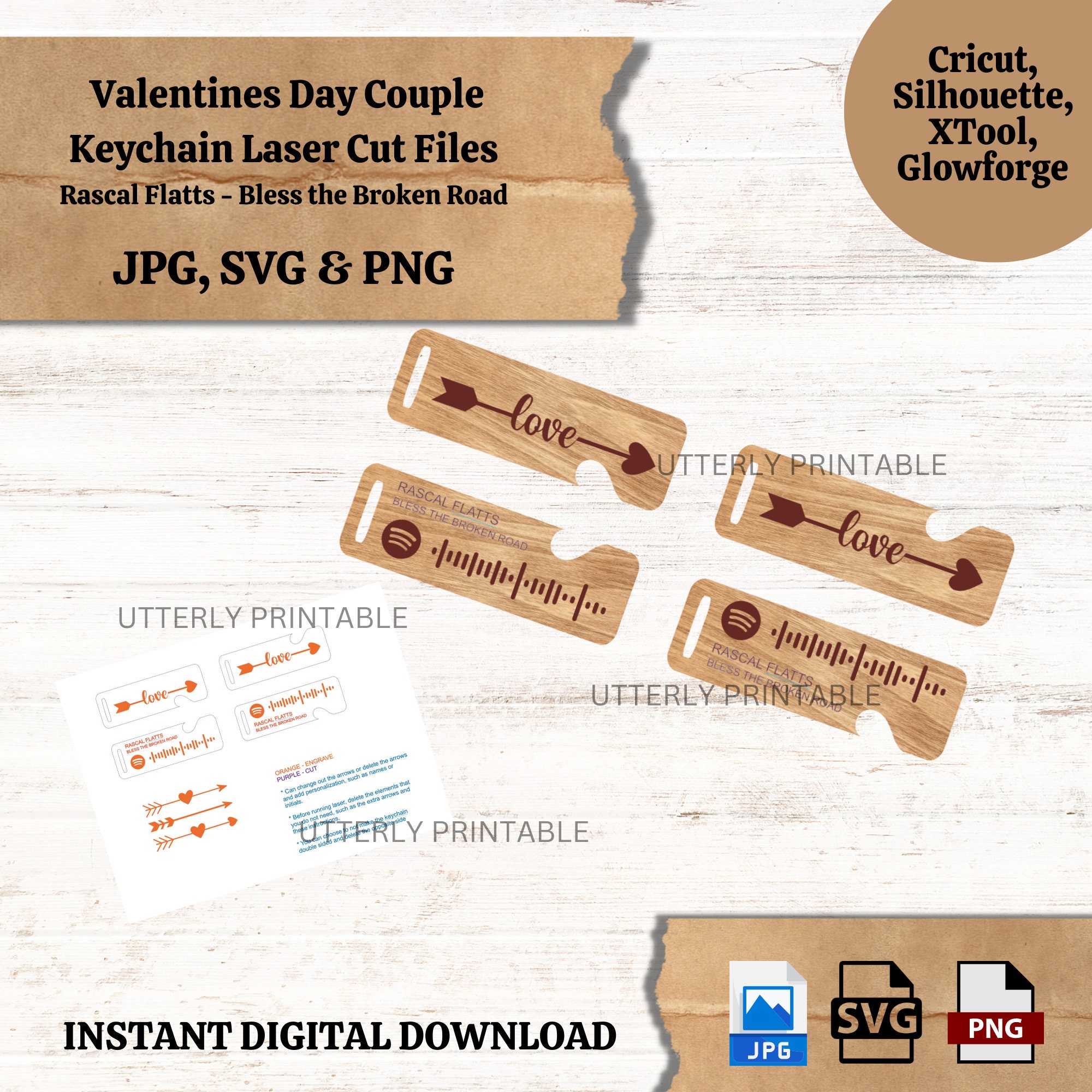 Valentines Couple Keychains - SVG Laser Cut Files - Jpg Png Pdf ...