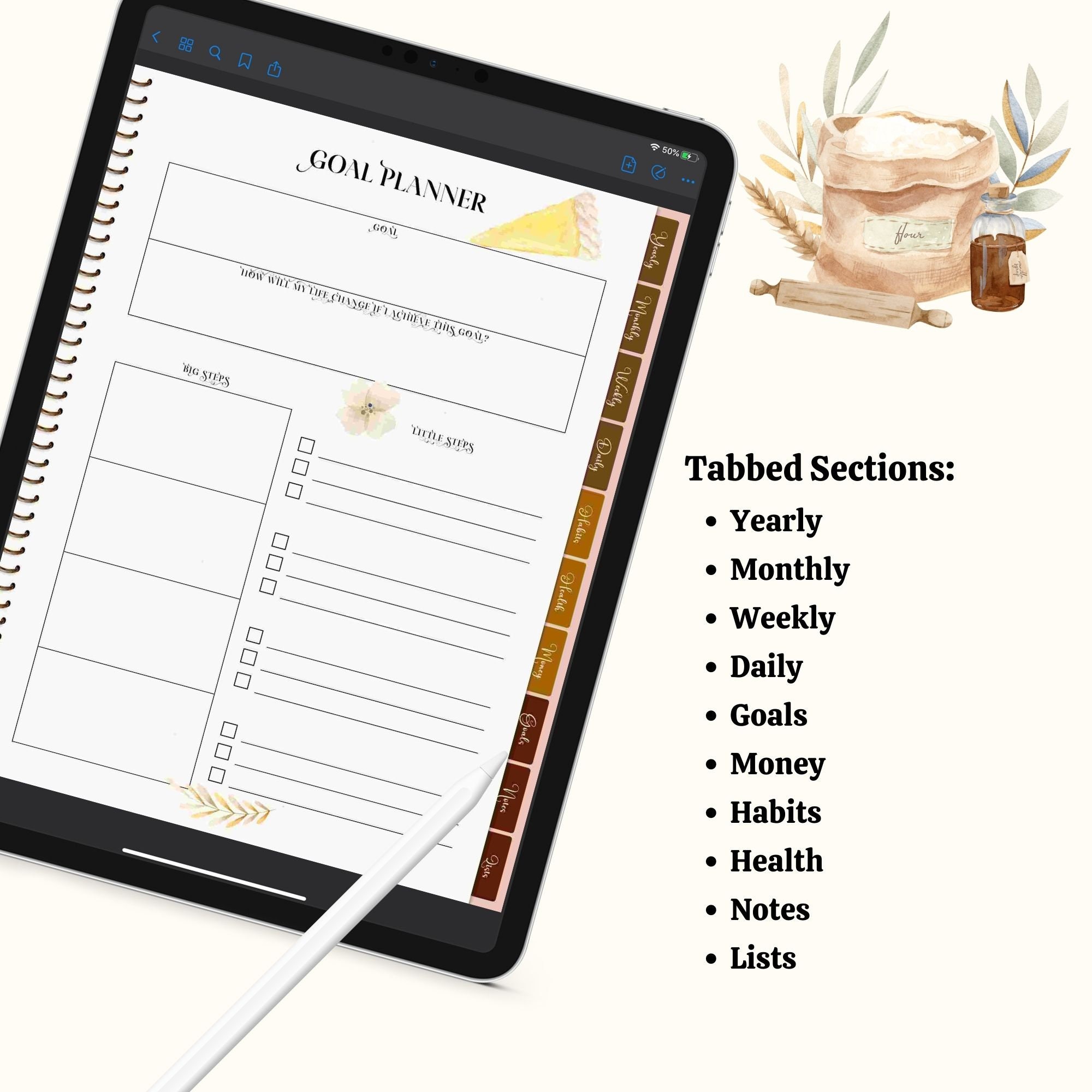 Baking Themed Digital Planner | Goodnotes, Ipad, PREMIUM Hyperlinked ...