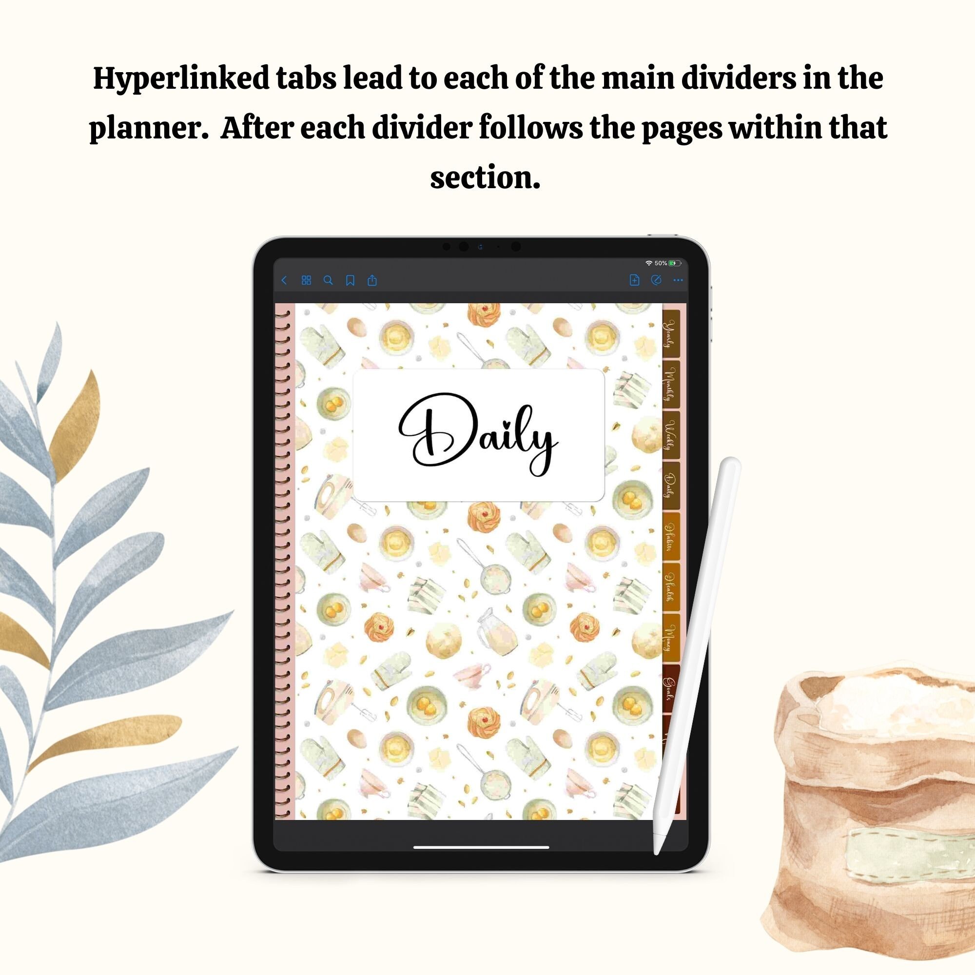 Baking Themed Digital Planner | Goodnotes, Ipad, PREMIUM Hyperlinked ...
