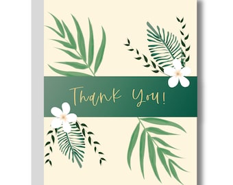Pastel Tropical Blooms Thank You Cards 5 Pack - Etsy
