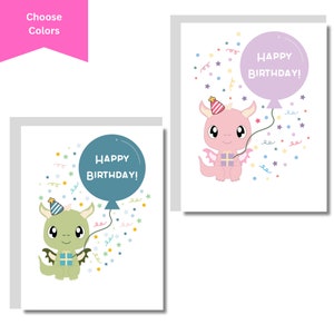 Happy Birthday Cute Dragon Card - Etsy