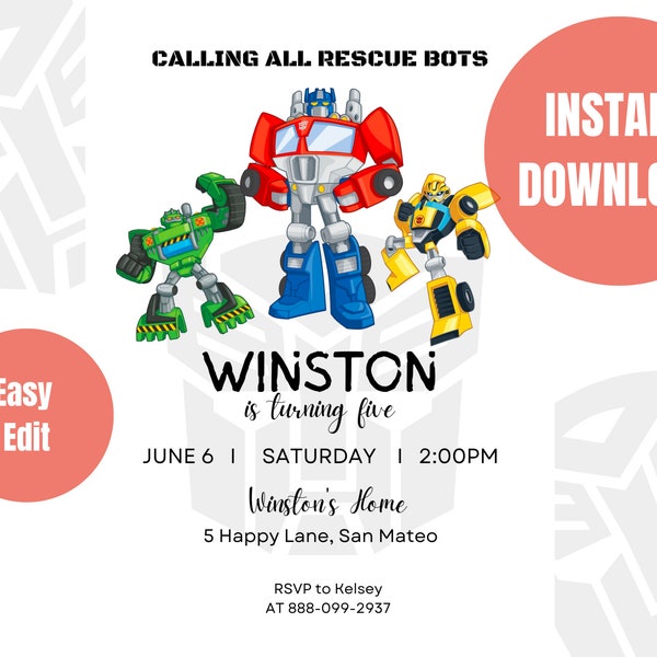 Transformers Birthday Invitation - Etsy