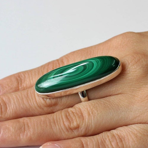 Malachite Ring Malachite Ring 925 Sterling Silver Natural - Etsy