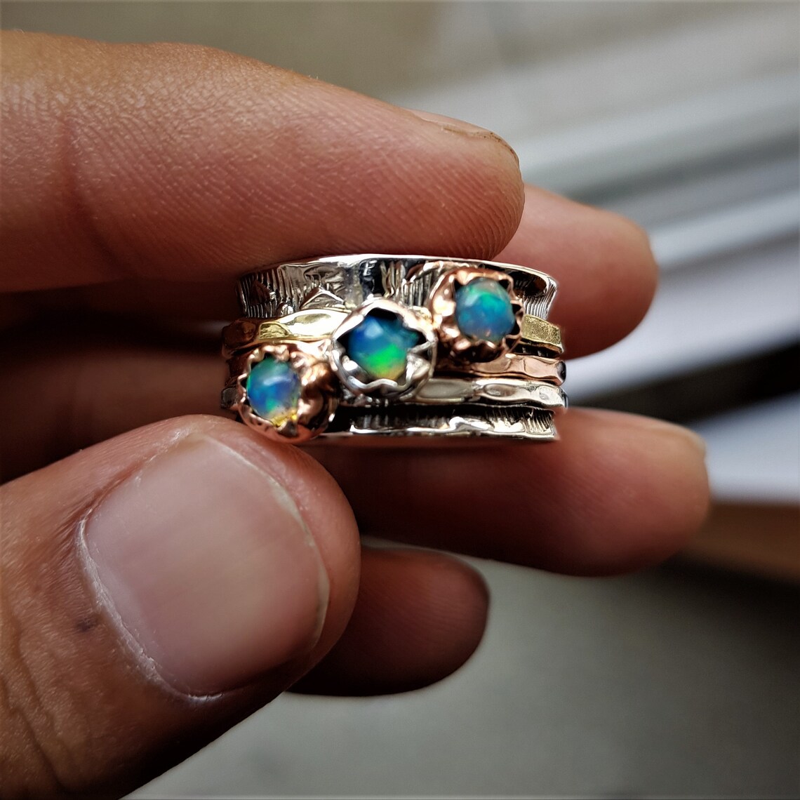 Worry Ring Ethiopian Opal Ring Fidget Ring Meditation Ring - Etsy