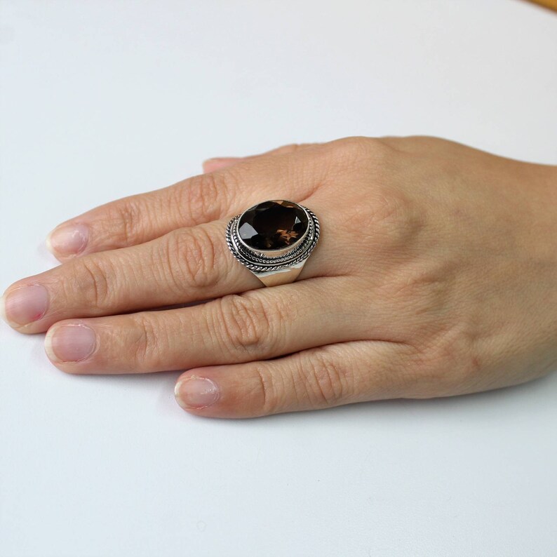 Beautiful smoky quartz ring Sterling silver statement ring | Etsy