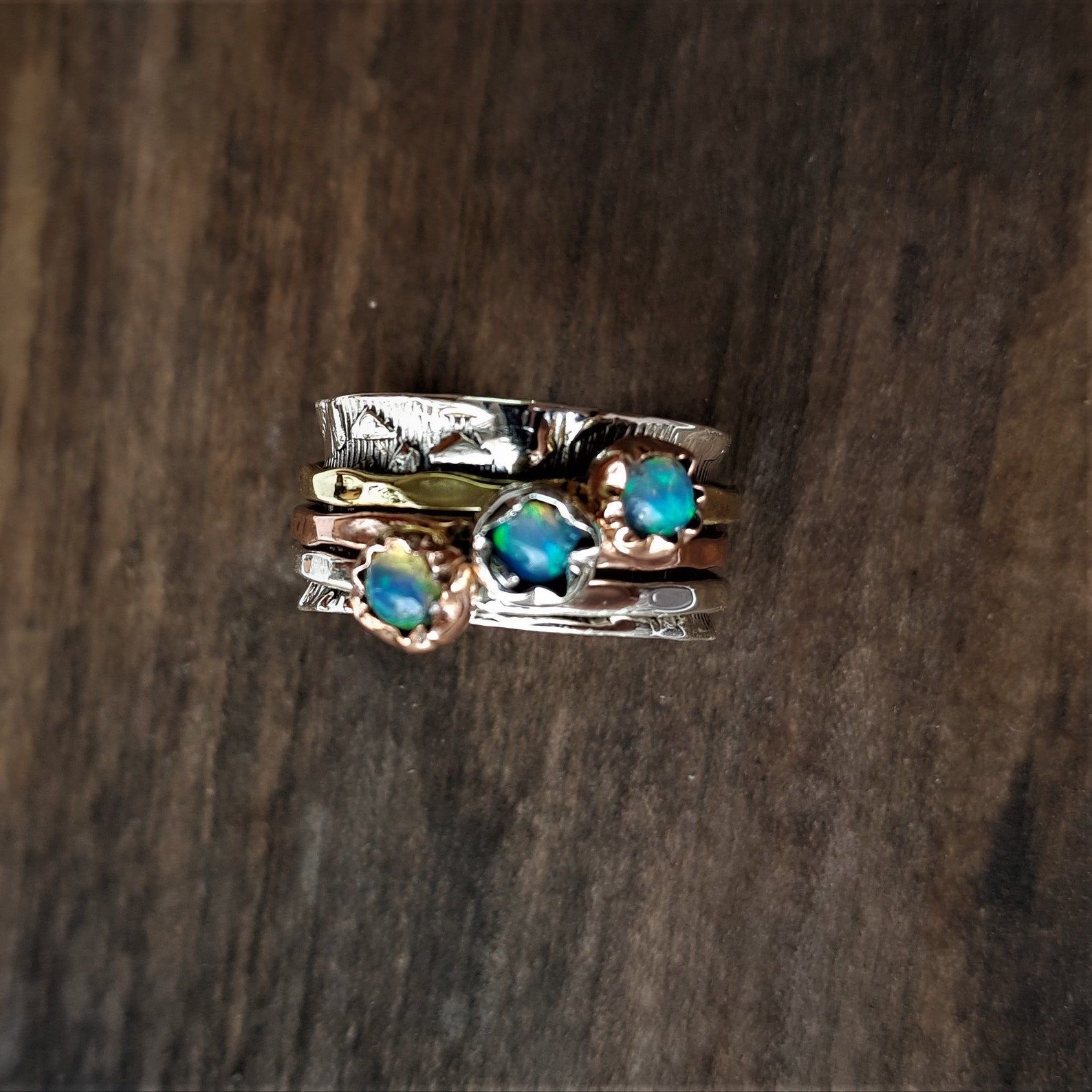 Worry Ring, Ethiopian Opal Ring, Fidget Ring, Meditation Ring, Wide ...