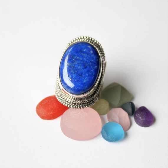 Lapis Lazuli Ring Bold Sterling Silver Statement Ring - Etsy